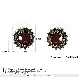 Yoursfs Burgundy Stud Earrings For Women Vintage Earrings Red Austrian Crystal Studs Earrings 10mm