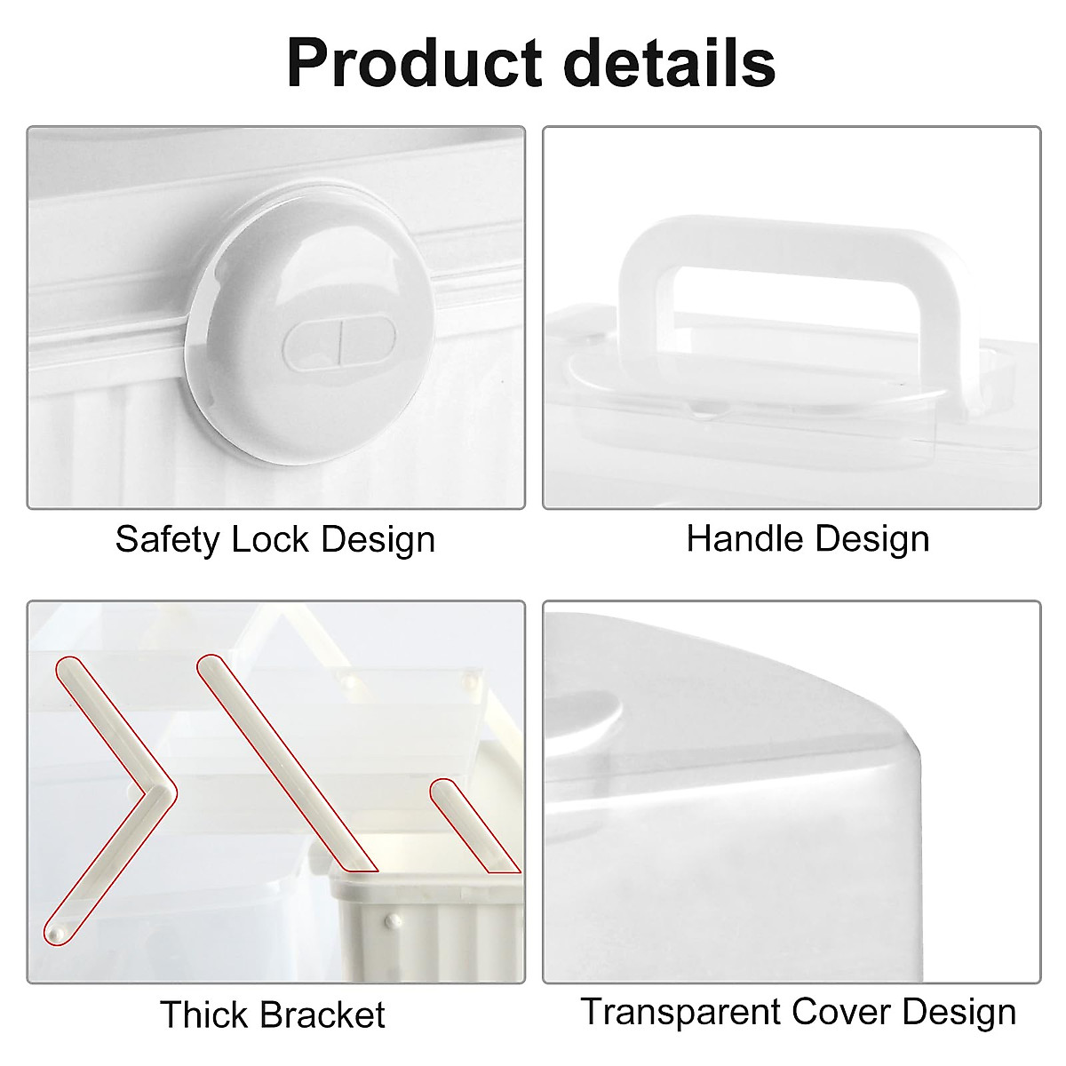 Qiveno 11in 3-Layer Multipurpose Storage Box, Plastic Dividing Craft Organizer and Storage Box/Art & Crafts Case/Sewing Supplies Organizer/Medicine Box/Family First Aid Box with 2 Trays(White)