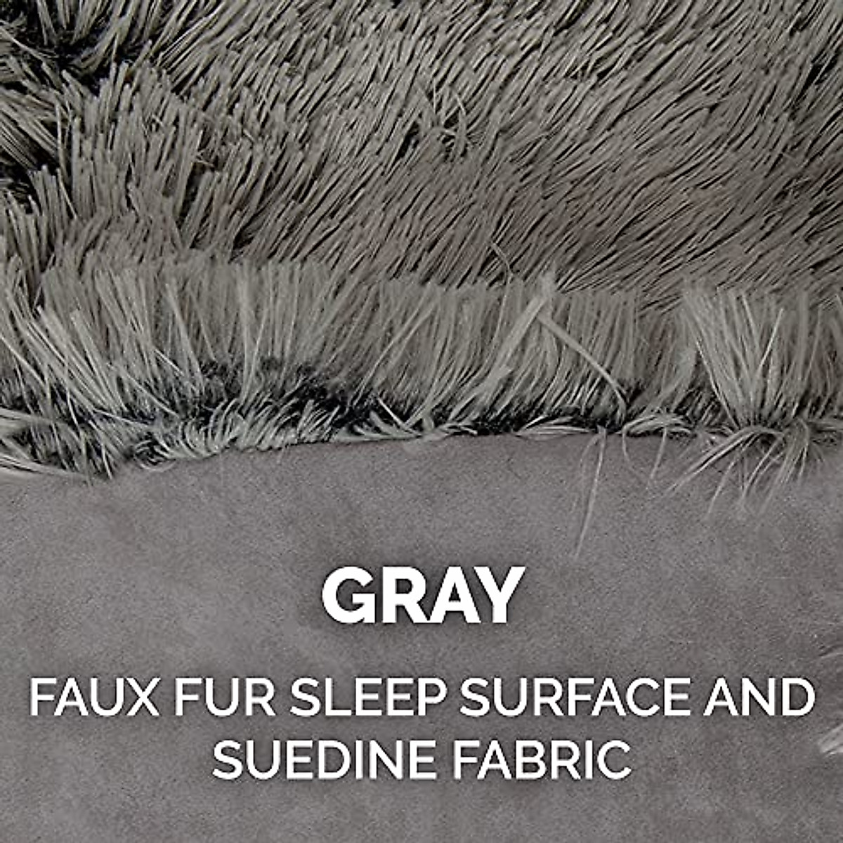 Furhaven Self-Warming Cat Bed for Indoor Cats, 4-Beds-in-1 & Washable - Plush Long Faux Fur Convertible Cuddler - Gray, Small