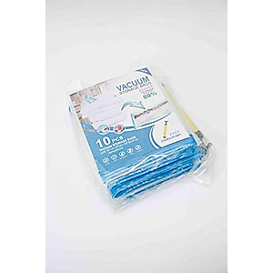 Olmecs 10-pack Vacuum Space Saver Storage Bags with Vacuum Travel Hand Pump Space Saver for Clothes Blankets Duvets Pillows Comforters