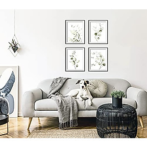 Vivegate Light Botanical Plant Wall Art Prints - Set of 4 Plant Wall Decor Prints Floral Kitchen Flower Leaves Wall Art Boho Leaf Eucalyptus (Medium - 8"X10", Light Green)