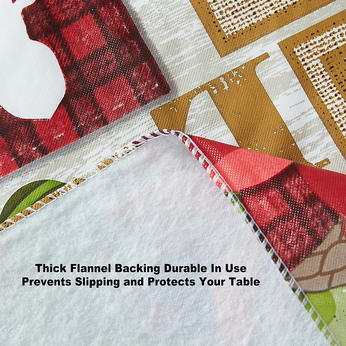 Newbridge Ivory Sleigh Bells Ring Country Rustic Vinyl Flannel Back Vinyl Christmas Tablecloth, Moose Antlers, Sleighs and Festive Xmas Wipe Clean Tablecloth, 60 Inch x 84 Inch Oblong/Rectangle