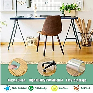 Clear PVC Desk Chair Mat Office Chair Mat for Hard Floors,Floor Mat,Door Mats,1.5mm Thick,95/115/135/155cm wide,100-600cm length,Clear Plastic Vinyl Rug Protector Cover, Family & Pet Friendly Transpar