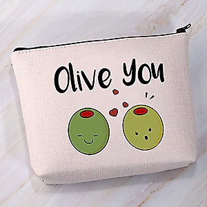 VAMSII Olive You Makeup Bag Funny Olive Gift I Love You Gifts Olive Lovers Gifts Anniversary Romantic Gifts Olive Pun Gifts (Makeup Bag)