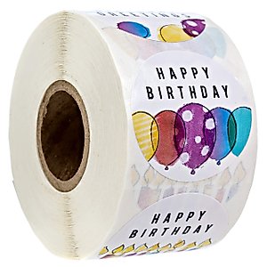Modern, Vibrant Watercolor Birthday Stickers / 6 Bright Birthday Designs / 500 Colorful Rainbow Birthday Labels / 1.5" Happy Birthday Envelope Seals