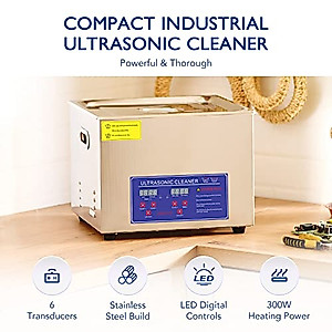 CREWORKS Ultrasonic Cleaner with Digital Timer and Heater, 15L Ultrasonic Cavitation Machine, 350W 304 Stainless Steel Professional Sonic Cleaning Machine for Jewelry Circuit Boards Auto Parts More