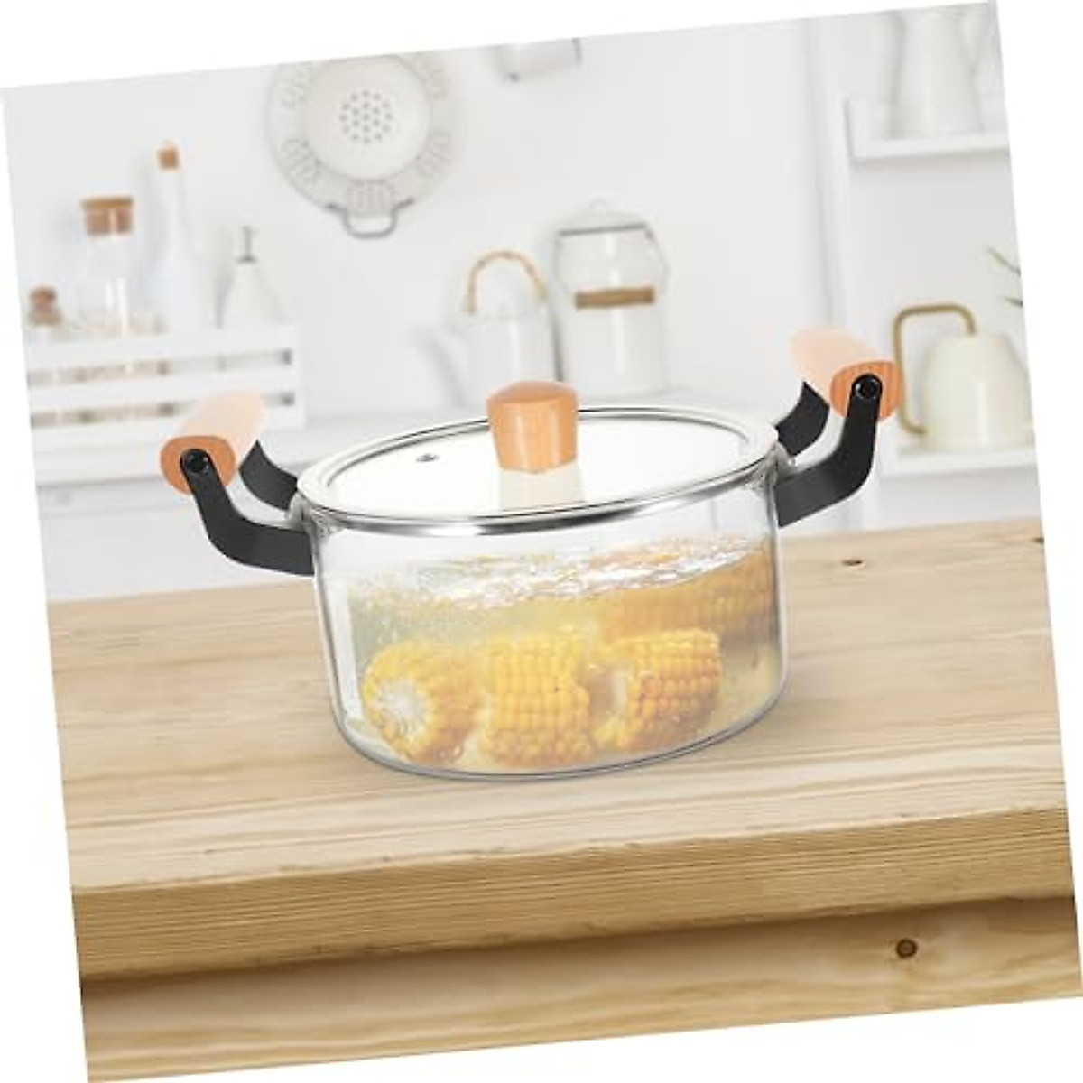 LIFKOME Glass Saucepan with Cover, Glass Pots for Coolikng withLid 2. 5 Cooking Pot with Cover Double Handles Stovetop Glassware for Soup, Milk, Pasta