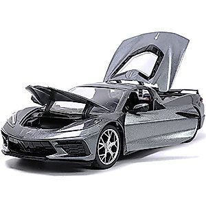 2020 Chevy Corvette Stingray C8 Dark Gray Metallic Hyper-Spec Series 1/24 Diecast Model Car by Jada 32716