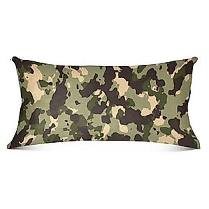 Camo Pillowcase for Hair and Skin Body Pillow Cover Long Body Pillow Case Cover 20"X 54" Super Soft Pillow Case with Zipper for Women Men