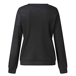 Soft 2023 Fall Sweaters y2k Hoodie Jacket Ribbed Long Sleeve Gold Earrings for Women Trendy Halloween Womens Clothes Boho Tops Pullover Jumper Robes for Women Waffle Sweater