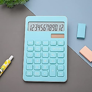MJWDP Big Screen Calculator Cute Dual Power Solar Calculator Financial Accounting Business Office 12 Digits with Stand (Color : A, Size : 17 * 10.8 * 1.4cm)