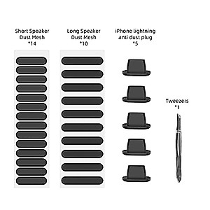 2 in 1 iPhone Anti Dust Plug Kit,Anti Dust Plug x 5, Speaker Mesh Anti Dust Proof Adhesive Sticker x 2,Dustproof Kit for iPhone 14 13 12,12 Pro,12 Mini 11,11 Pro Max,11 Pro,X,Xs Max,XR,8,8Plus,7 Plus