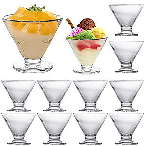 QAPPDA Small Glass Bowl Set of 12,Clear 6oz Dessert Bowls,Elegant Glass Ice Cream Dessert Cup 200ml Trifle Party Bowl Glass Pudding Cup for Sundae,Snack,Cereal,Fruit,Pudding