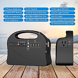Enginstar Portable Power Station 120Wh, 100W Solar Generator with 110V AC Outlet, Portable Backup Lithium Battery Pack Power Bank for Emergency Home Outdoor Camping RV