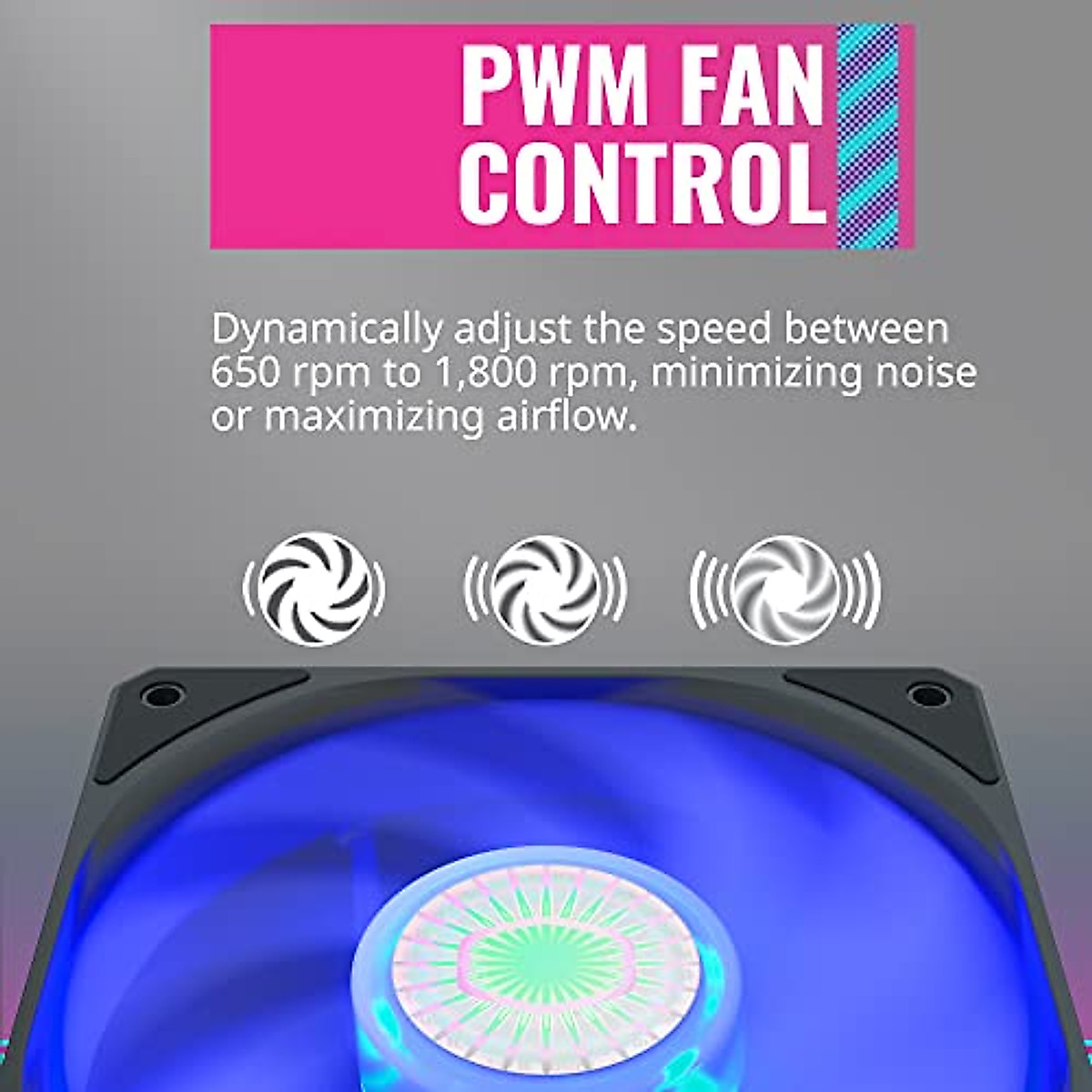 Cooler Master SickleFlow 120 V2 Blue Led Square Frame Fan, Air Balance Curve Blade, Sealed Bearing, 120mm PWM Control for Computer Case & Liquid Radiator