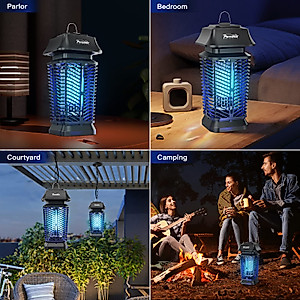 Bug Zapper Outdoor, Electric Mosquito Zapper Indoor, 20W/4200V, IPX4 Waterproof, Fly Zapper, Fly Traps, Plug-in Mosquito z Lamp for Home, Patio, Garden, Camp (Black)