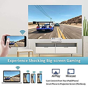 WIKISH Mini Portable Wireless Wifi Projector Bluetooth Led Outdoor Movie Hd Home Theater Video Mirror Projector for iPhone Android Gaming Ps4 Hdmi Usb