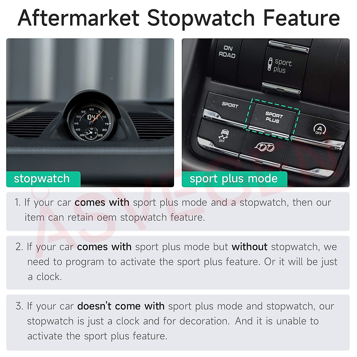 ASVEGEN Sport Chrono Stopwatch Mounted Dashboard for Porsche 911 991 2013-2019, Beige Panel and Black Clock