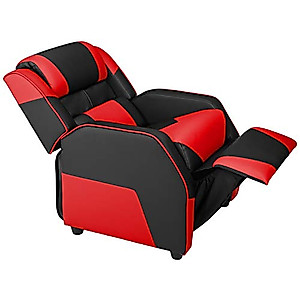 Amazon Basics Kids/Youth Gaming Recliner with Headrest and Back Pillow, Ages 3+, Black/Red