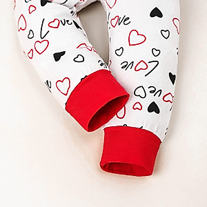 My 1st Valentine Outfits Infant Baby Girl Clothes Newborn Outfits Ruffler Floral Pants Bow Headband Hat 4pcs 3-6 Months Red