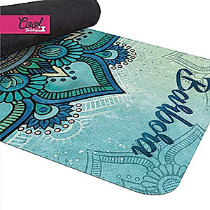 Cool Bedding Green Mandala Yoga Pad, Custom Name Fitness Mat, Personalized Workout Rug, 27"x72" (68x183cm), Y-169 (Thickness 4 mm)