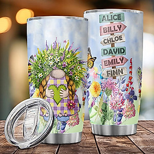 So Many Pets Personalized Gnome I Love Being A Nana Mimi Grandma Tumbler Cup with Grandkids Names, Gift For Grandmother Granny Grammy Birthday Gifts 20oz 30oz Insulated Coffee/Tea with Lid