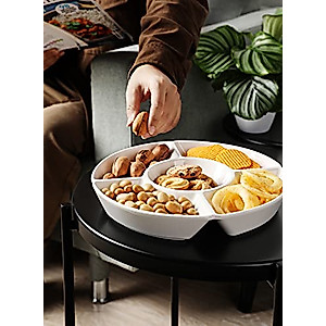 Sweese 712.101 Chip & Dip Serving Set, Porcelain Divided Serving Platter, Relish Tray, Perfect for Chips and Dip, Veggies, Candy and Snacks, White