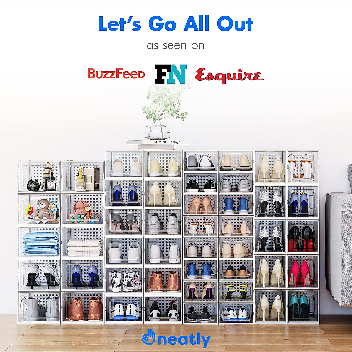 24 Pack Medium Shoe Organizer Shoe Storage Box for Closet, Shoe Boxes Clear Plastic Stackable, Sneaker Storage Shoe Containers Shoe Box Storage Containers, Clear Shoe Boxes Stackable Storage Bins