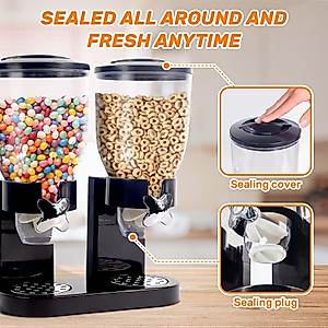 Meegoo Cereal Dispenser Countertop, 2 Pack 2L Large Capacity Cereal Container Airtight, Rotating Dry Food Dispenser for Small Size Nut, Candy, Beans, Rice, Pantry Kitchen Organizer to Keep Tidy.