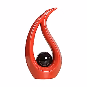 Cozylkx 11 x 6 Inch Modern Abstract Sculpture Statue, Office Home Decor Ornament Ceramic Figures, Red