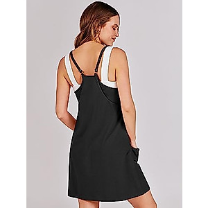 ANRABESS Women Summer Tennis Workout Dress Build in Bodysuit Exercise Golf Athletic Dresses 2023 Fashion Clothes Mini Active Dress 1125heise-XL Black