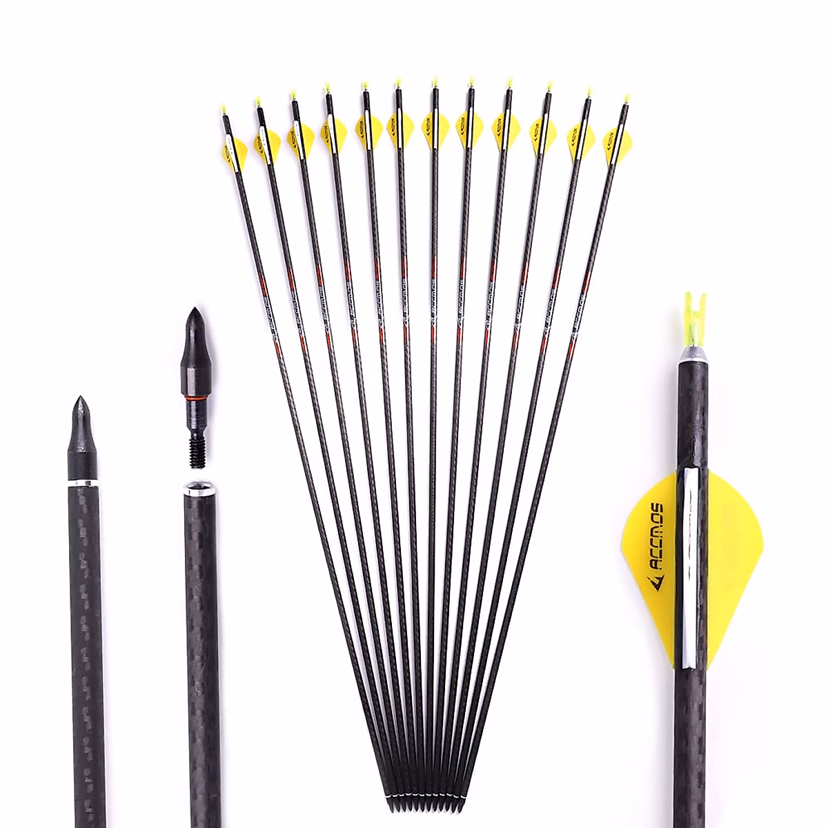 Spine 200 Arrow 28 Inch Arrow Target Practice Arrow Hunting Arrow Carbon Arrows Compound Bow Recurve Bow Adult Youth Archery Indoor Outdoor Shooting Field Tip 12pc