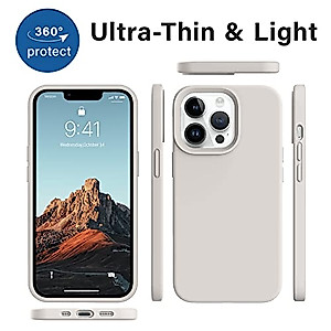 AOTESIER iPhone 13 Pro Phone Case,[Military Shockproof Protection] Liquid Silicone Case with [Soft Anti-Scratch Microfiber Lining] Camera & Screen Protection 6.1 inch Slim Thin Cover（Stone）