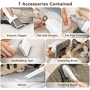 Afloia Dog Grooming Kit, Pet Grooming Vacuum & Dog Clippers Nail Trimmer Grinder & Dog Brush for Shedding with 7 Pet Grooming Tools, Low Noise Dog Hair Remover Pet Grooming Supplies