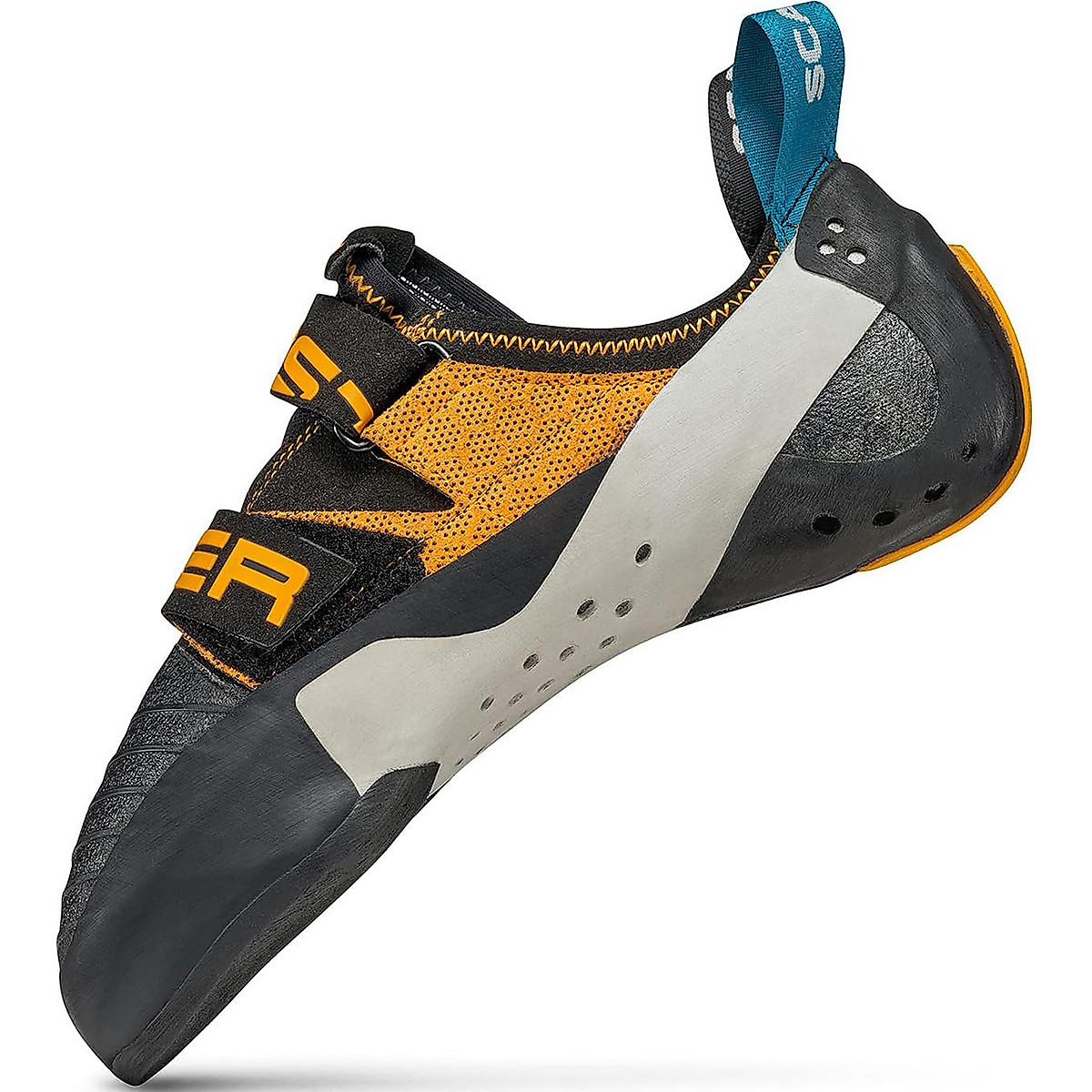 SCARPA Booster Vegan Rock Climbing Shoes for Sport Climbing and Bouldering - Specialized Performance for Sensitivity and Support - Black/Orange - 7