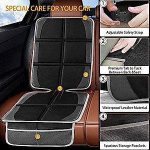 2 Pack Large Auto Car Seat Protectors for Child Car Seat, Thick Carseat Seat Protector with Organizer Pockets, Vehicle Dog Cover Pad for SUV Sedan Truck Leather Seats