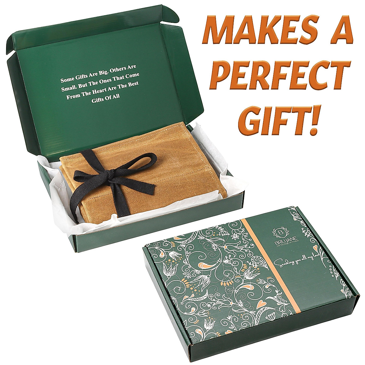 BRUJANE Knife Roll Bag with Cotton Rope | Waxed Canvas Knife Bag for Chefs & Culinary Enthusiasts | Folding Design | 8 Pockets, Holds 7.87-inch Knives (17”L x 21.5”W)