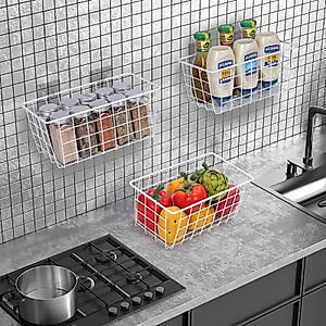 5 Pack Wire Storage Baskets, Hanging Wall Basket Premium Metal Storage Bin Organizer Basket for Home Office Kitchen Pantry Bathroom Countertop