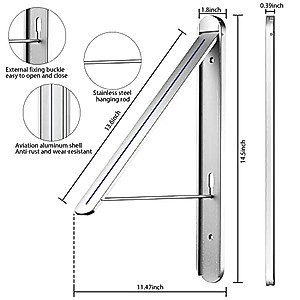 Clothes Drying Rack Folding Indoor And Outdoor Universal, Wall Mounted Folding Drying Rack Clothing Retractable Dryer Rack For Laundry Room Closet Organization And Storage, Aluminum (1, Silver)