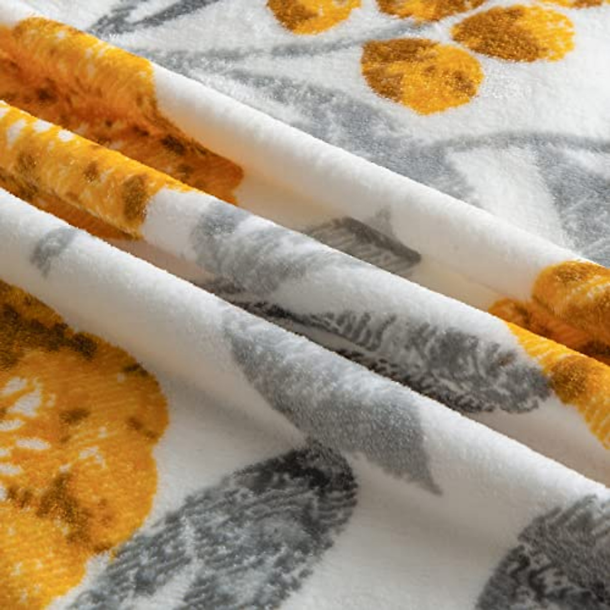 BEDELITE Fleece Throw Blanket for Couch and Bed 60" X 70", 350GSM Thick & Warm Oversized Fall Blanket - Farmhouse Boho Soft Cozy Fuzzy Blankets(Yellow Floral)