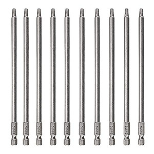 Rocaris 10pcs 1/4 Inch Hex Shank Long Magnetic Square Head Screwdriver Bits Set Power Tools SQ2 For Poket Hole Jig- 6 inch Length