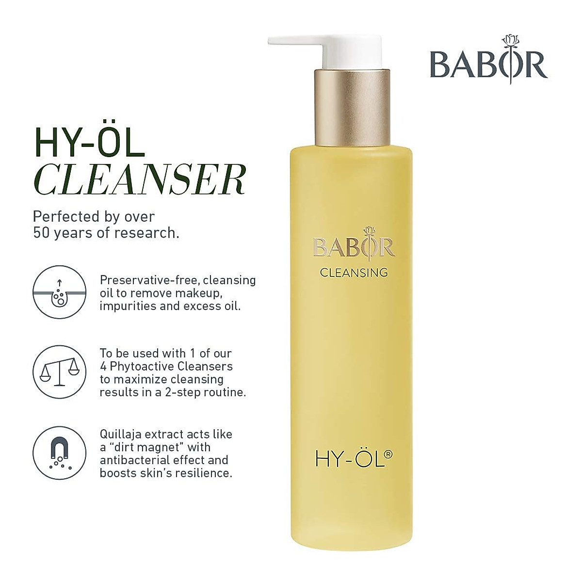 BABOR HY-OL Vitalizing and Anti-Oxidant Gentle Daily Facial Oil Cleanser with Vitamin E, Removes Dirt and Makeup and Minimizes Breakouts, Paraben Free