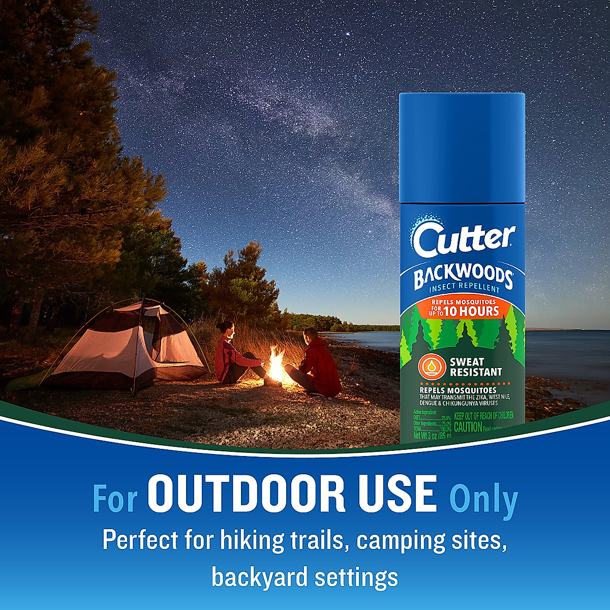 Cutter Backwoods Insect Repellent Travel Size, Repels Mosquitos for Up To 10 Hours, 25% DEET, 3 Ounce (Aerosol Spray)