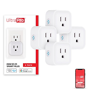 UltraPro Smart Plug WiFi Outlet Works With Alexa, Echo & Google Home, No Hub Required, App Controlled, ETL Certified 4 pack, 51411