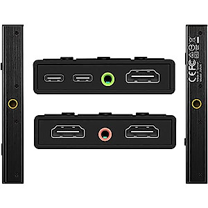 j5create Live Video Capture Card - Dual HDMI to USB-C, Supports 1080p 60Hz Video and Audio Recording, Power Delivery 60W Pass Through, Ideal for PC Xbox Playstation Android Game Live Streaming (JVA06)