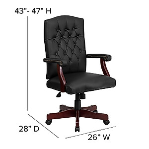 Flash Furniture Martha Washington Black LeatherSoft Executive Swivel Office Chair with Arms