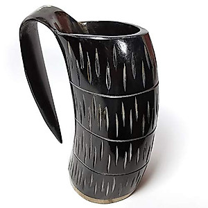 Mythrojan Viking Drinking Tankard with Medieval Buckle Leather Strap Wine Beer Mead Mug 800 ML - Polished Finish