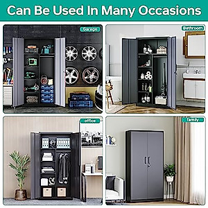 SISESOL Metal Storage Cabinets Locker with Locker Shelf, 72" Armoire Wardrobe Closet with Hanging Rod Storage Locker, Wardrobe Cabinet for Bathroom Storage Cabinet with Doors Lockers for Employees