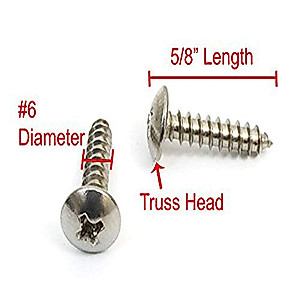#6 x 5/8" Stainless Truss Head Phillips Wood Screw (100pc) 18-8 (304) Stainless Steel Screws by Bolt Dropper, ssd Screws