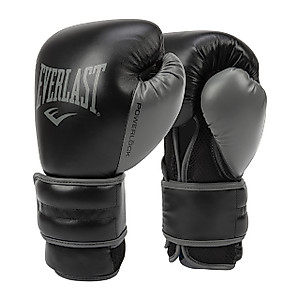 Everlast Powerlock 2 Hook & Loop Pro Training Gloves | Fight Training Gloves | Hook and Loop with Five-Layer Foam & Wrist Support | Heavy Bag & Fitness Training (Black/Gray,16Oz)